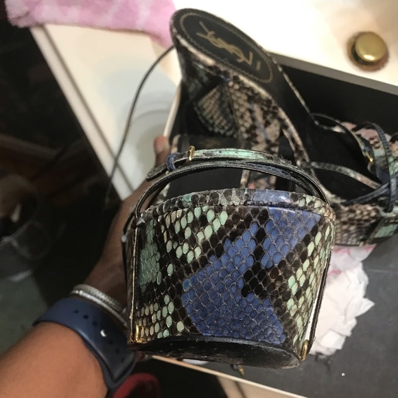 Yves Saint Laurent | Shoes | Ysl Baobab Platform Snakeskin Wedge Sandal ...